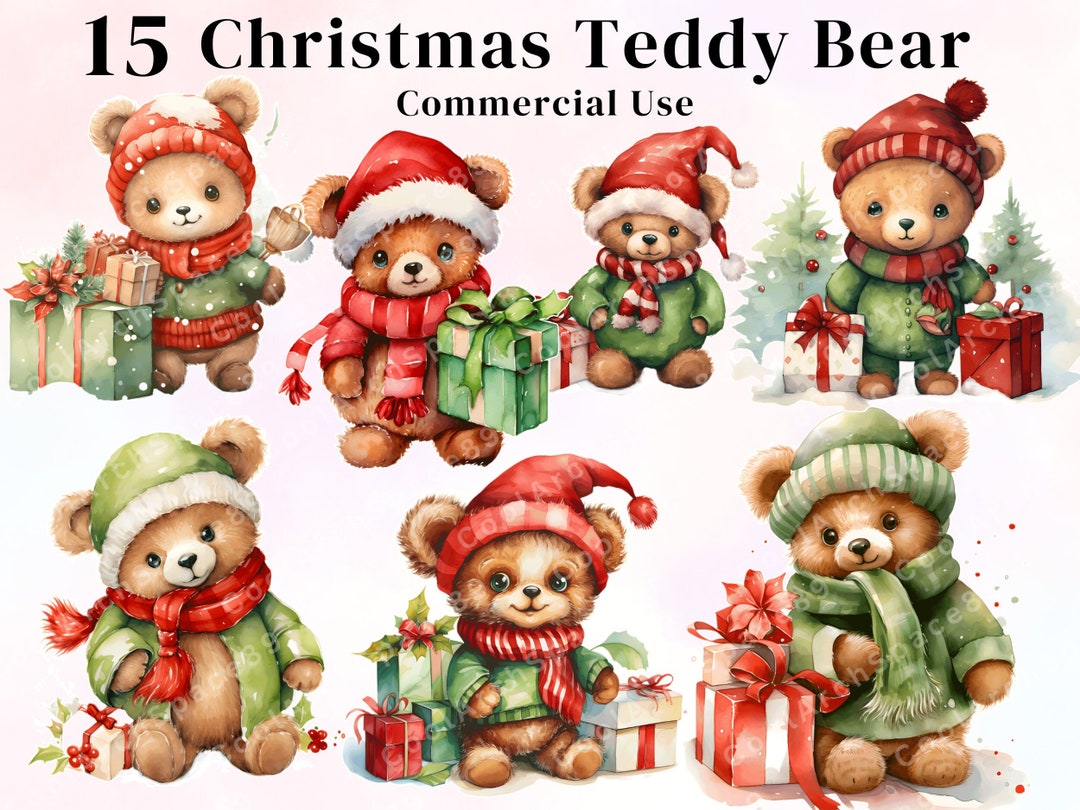 15 Christmas Teddy Bear Clipart PNG Teddy Bear Clipart - Etsy