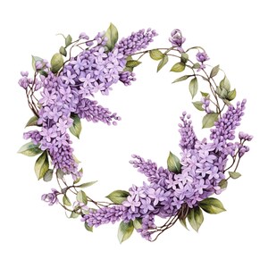 16 PNG Lilac Wreath Watercolor Lilac Clipart M, Floral PNG Format ...