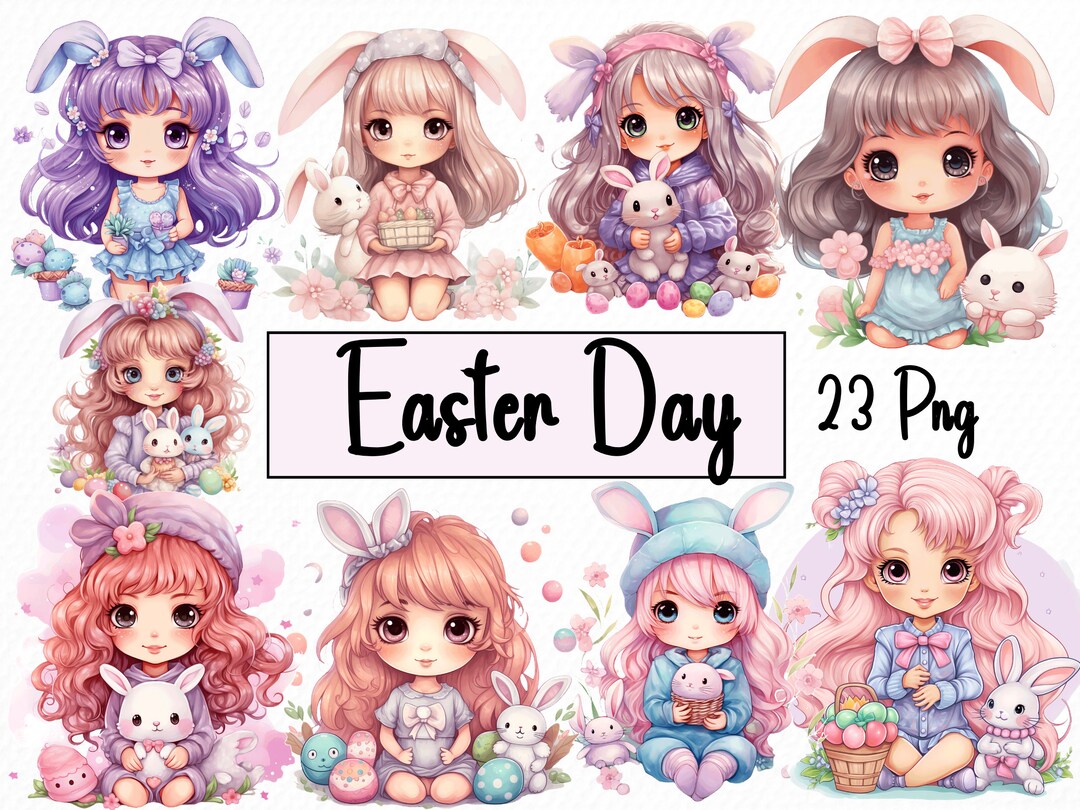 23 PNG Watercolour Easter Kawaii Girl PNG Clipart Cute Chibi Anime Girl ...