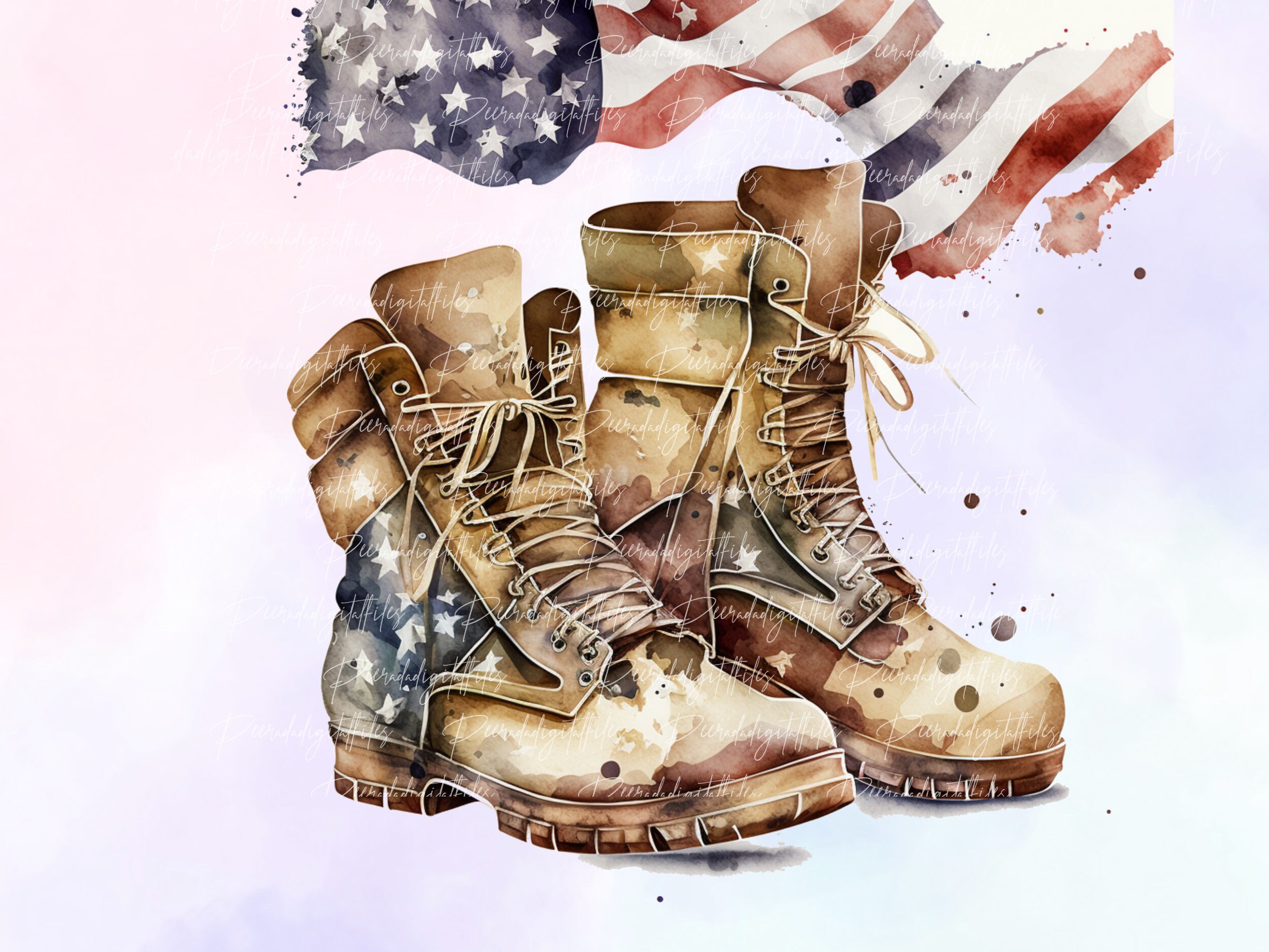Veteran Boots Watercolor Clipart 4 Png Bundle Veteran Boots - Etsy