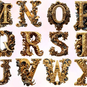 Victorian Watercolor Alphabet: Rococo Letter PNG Clipart (digital ...