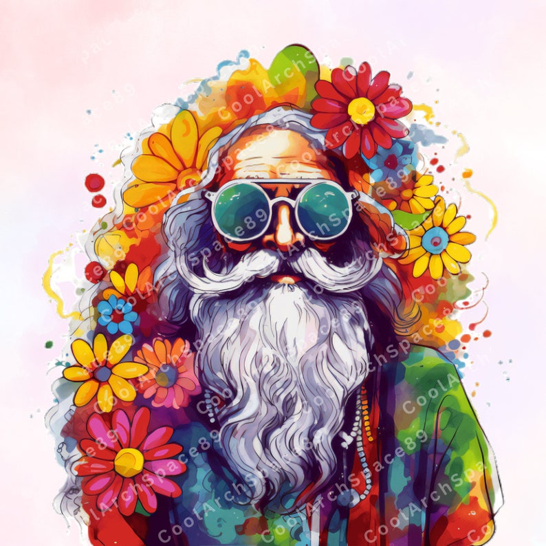 19 Hippie Grandpa Clipart PNG Bundle , Funny Grandfather Watercolor Art Clipart, Elderly PNG ...