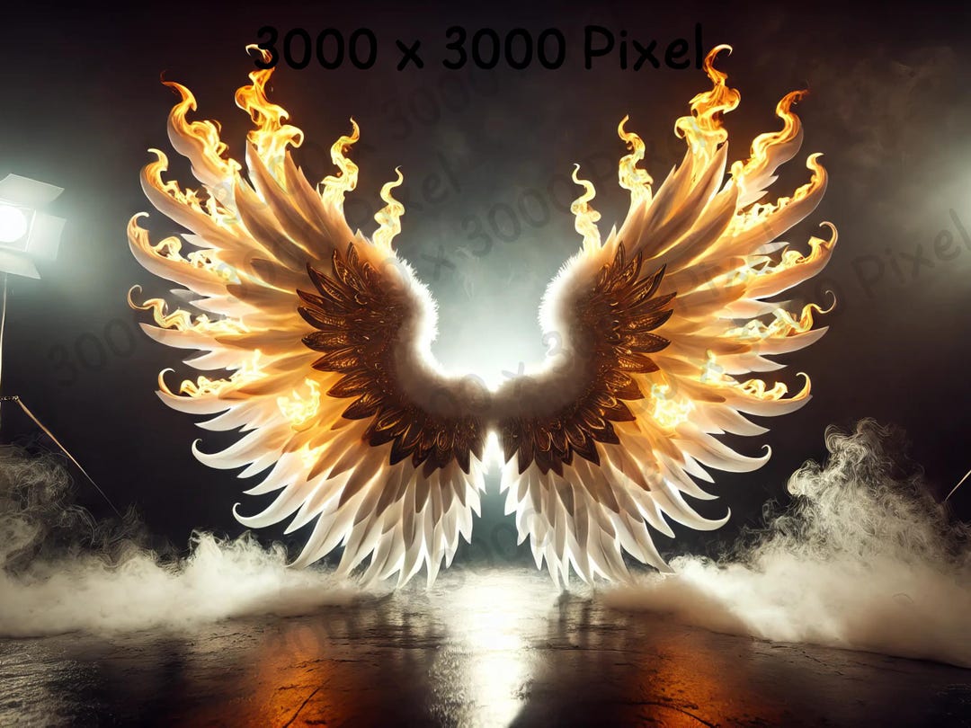 Fire Angel Wings Backdrops for Fantasy Photography, Digital Download ...
