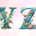 Watercolor Ocean Alphabet Clipart: Floral Reef Letters (digital ...