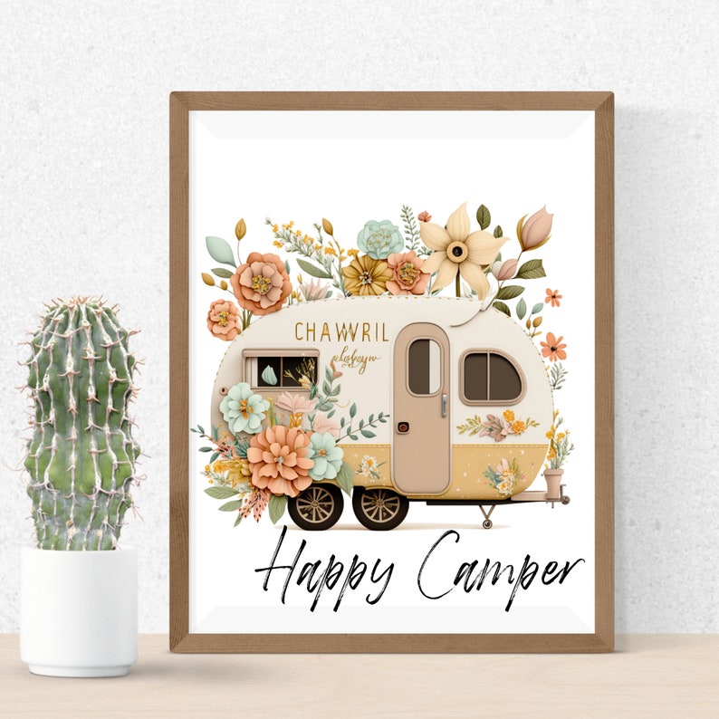 Watercolor Happy Camper Clipart Flowers 4 Png Bundle Camper - Etsy