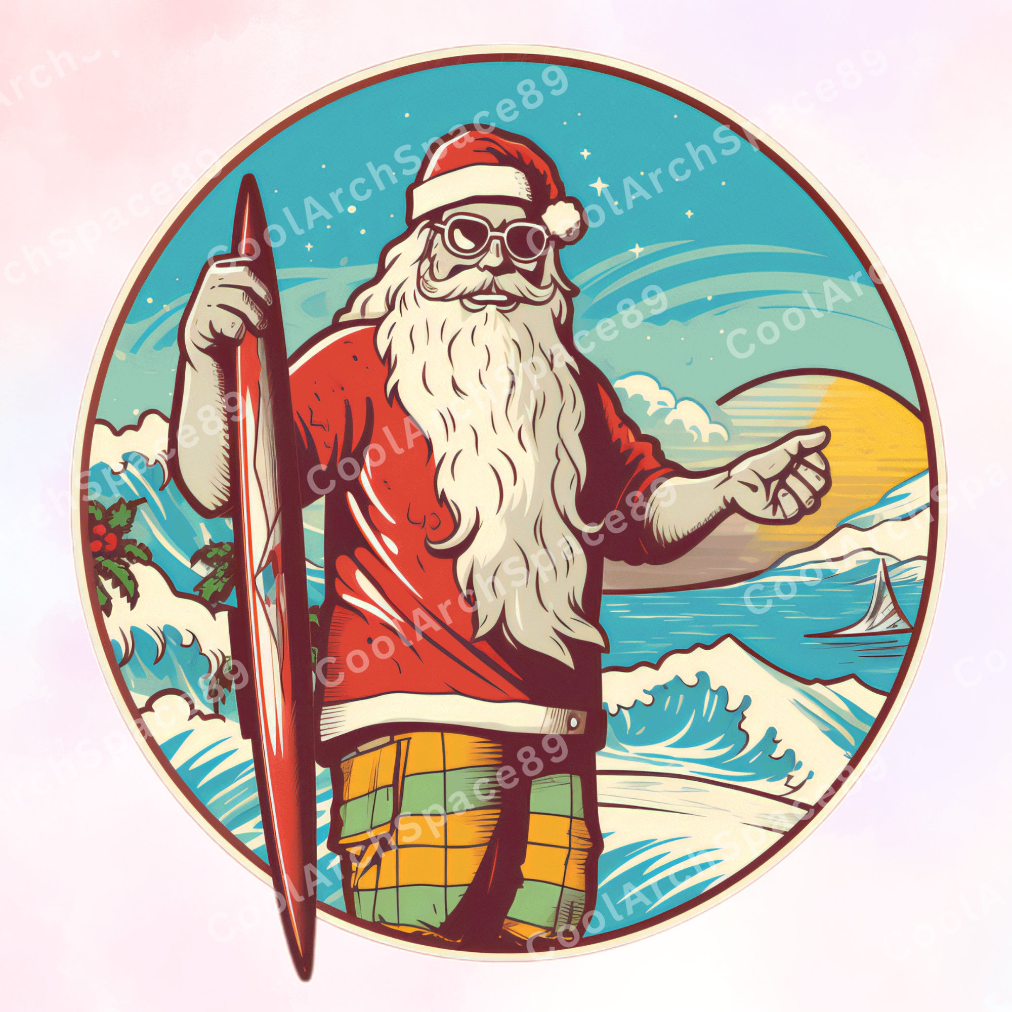 10 Santa on the Beach Clipart. Digital Art & Sublimation. Christmas in ...