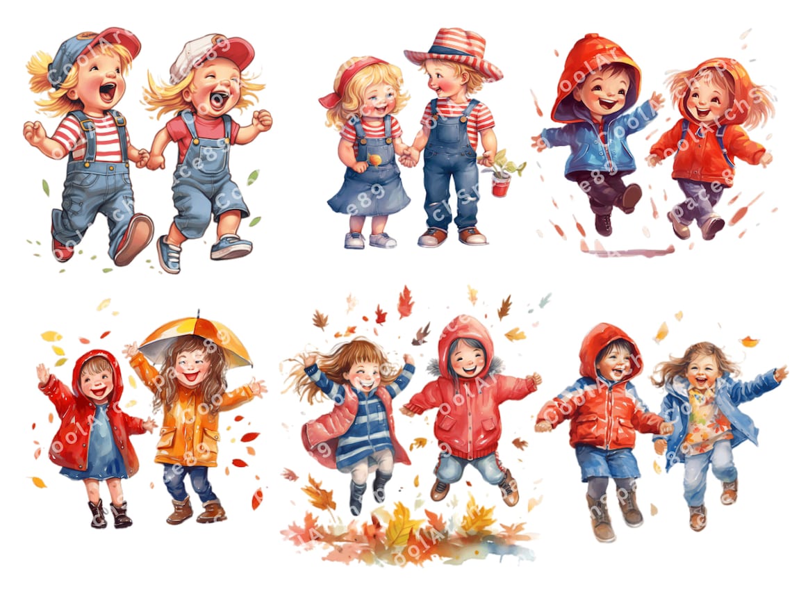 25 Cute Kids Funny PNG Clipart Bundle , Cute Little Cartoon Happy Girls ...