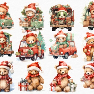 100 Christmas Teddy Bear Bundle Clipart PNG, Teddy Bear , Christmas ...
