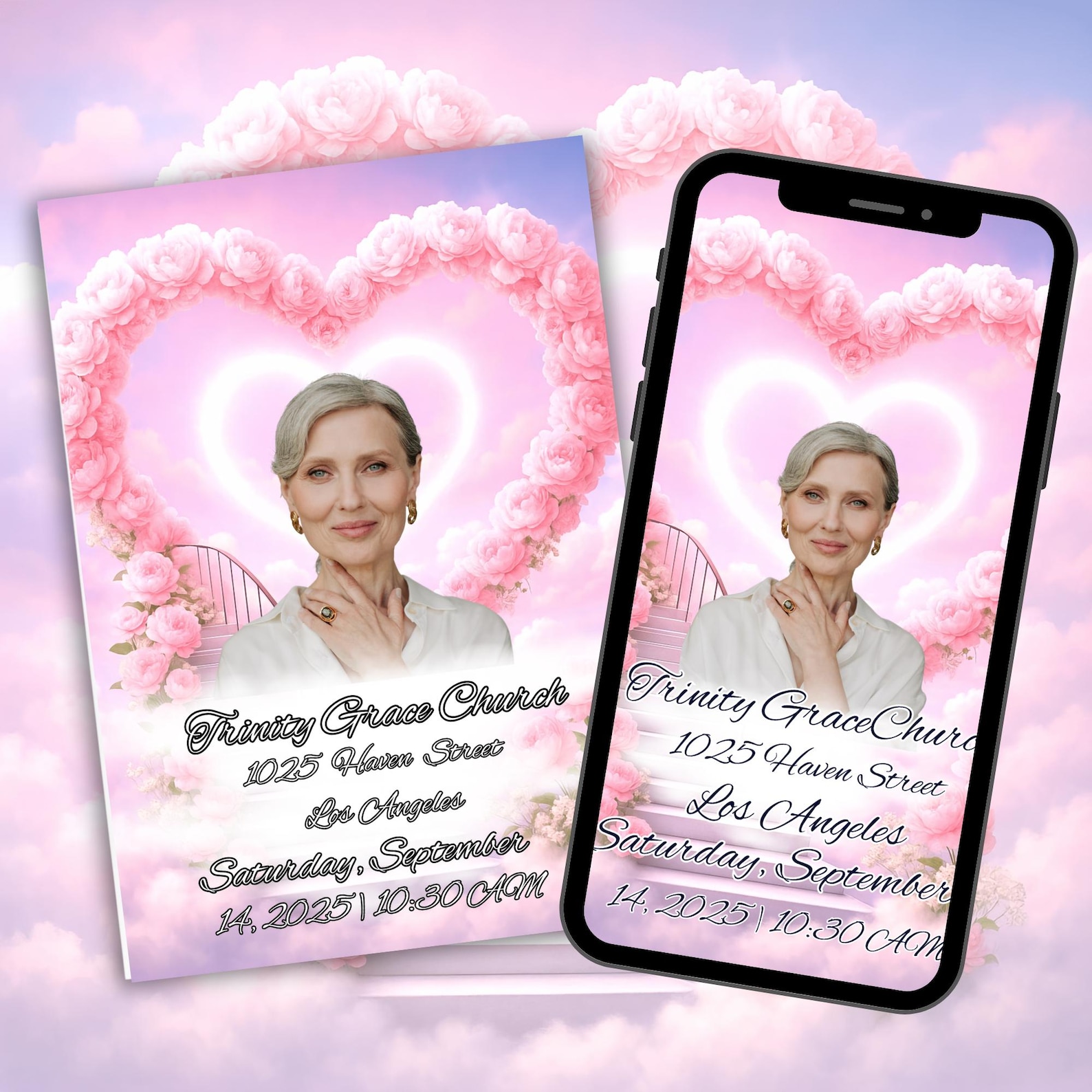 Pink Floral Stairs Memorial Background Heaven Backdrop Memorial - Etsy