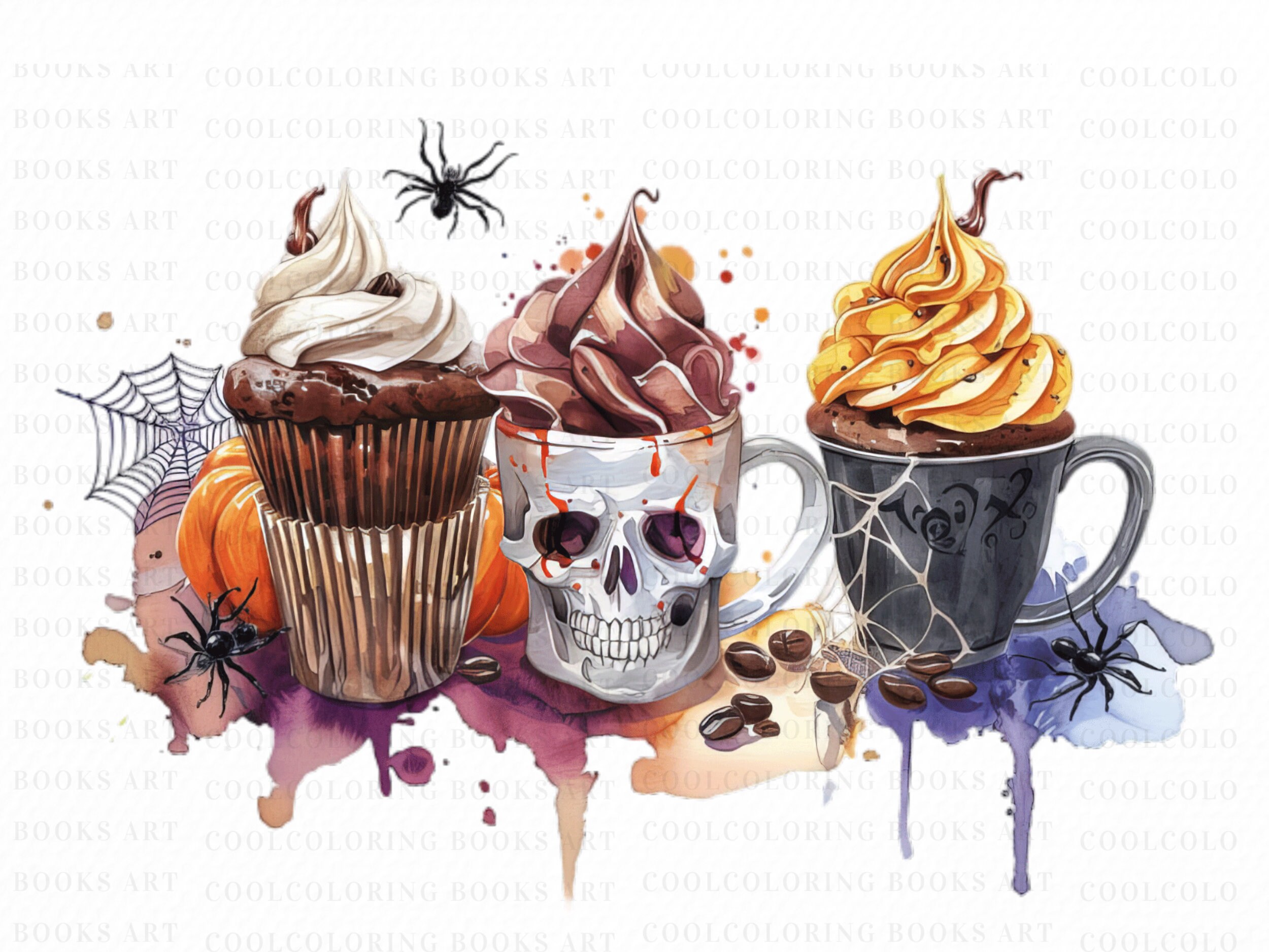 27 PNG Watercolour Halloween Drink Clipart, Pumpkin Spice Latte Clip ...