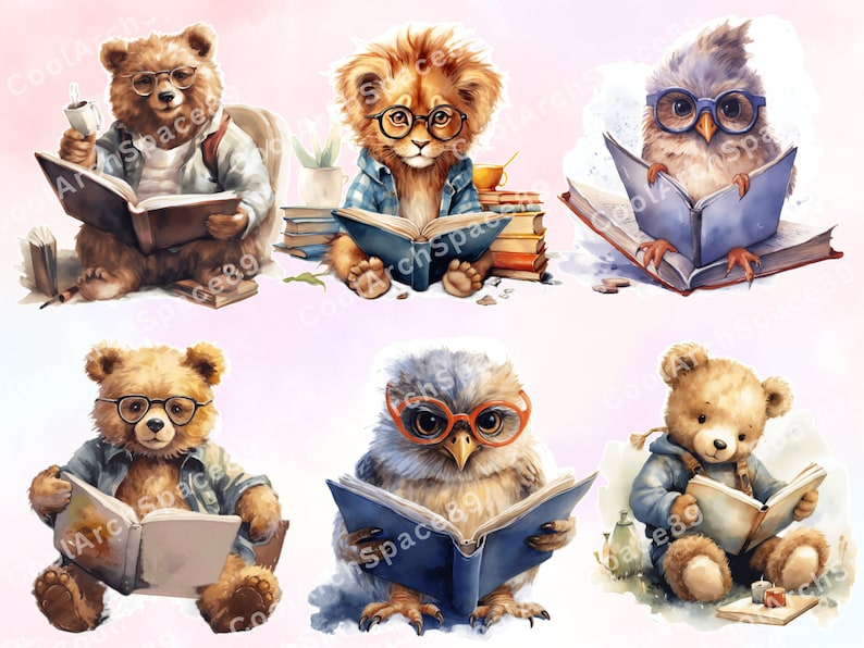 50 Cute Animals Bundle Clipart, Mega Bundle Watercolor Animal Bundle ...