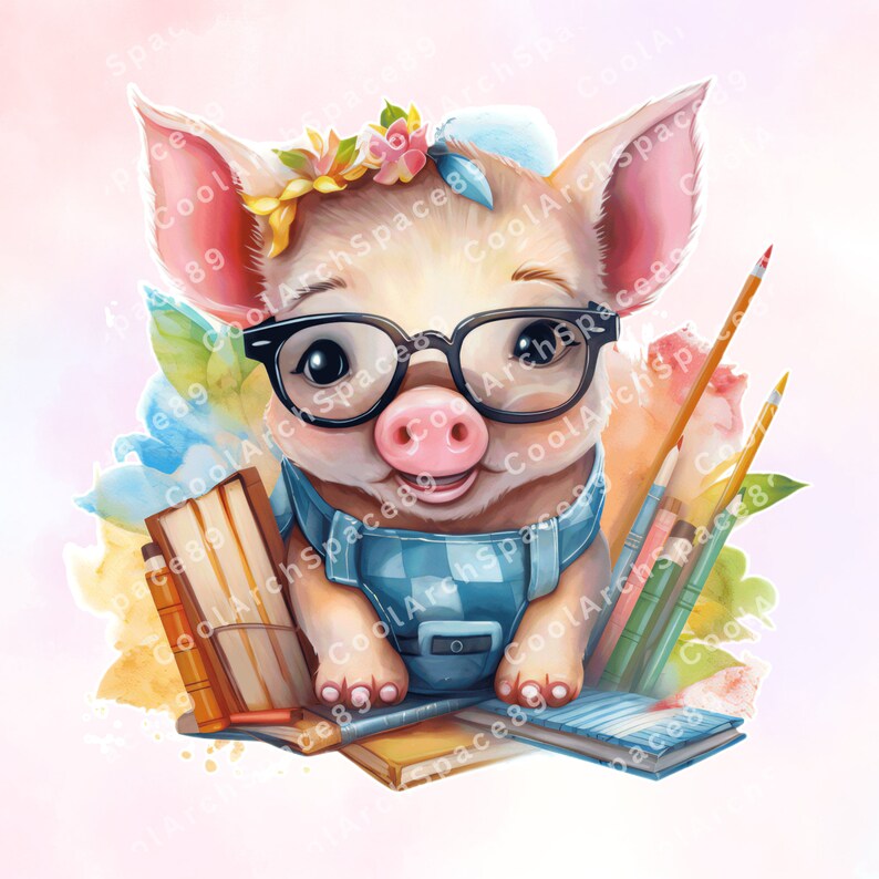 18 PNG Back to School Animal Clipart Adorable School Animals - Etsy