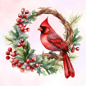 18 Christmas Red Cardinal Clipart PNG Bundle , Watercolor Clipart PNG ...