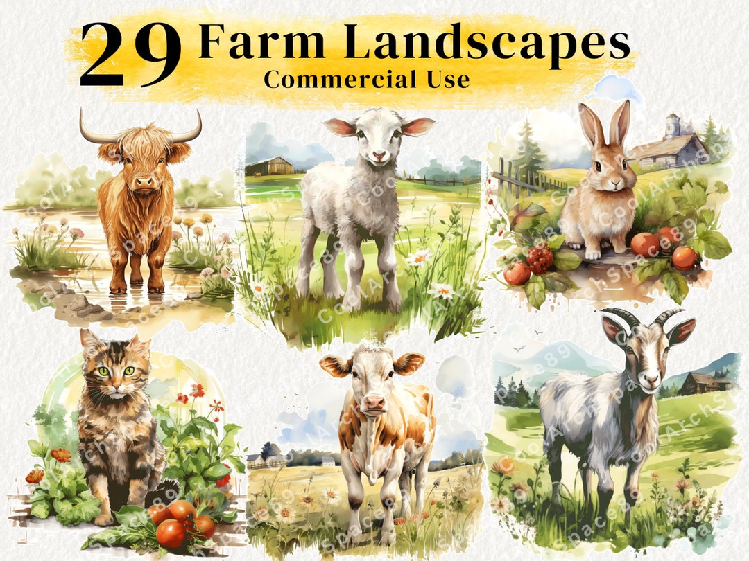 29 Cute Animals Farm Land Bundle, Farmers Perfect for Decor, Baby ...