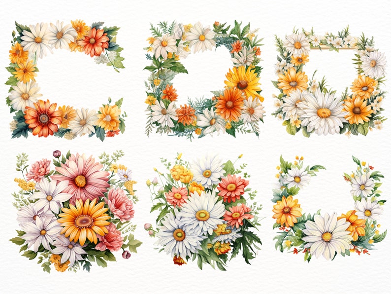 19 PNG Gerbera Frames Watercolor, Floral Frame Clipart, Watercolor ...