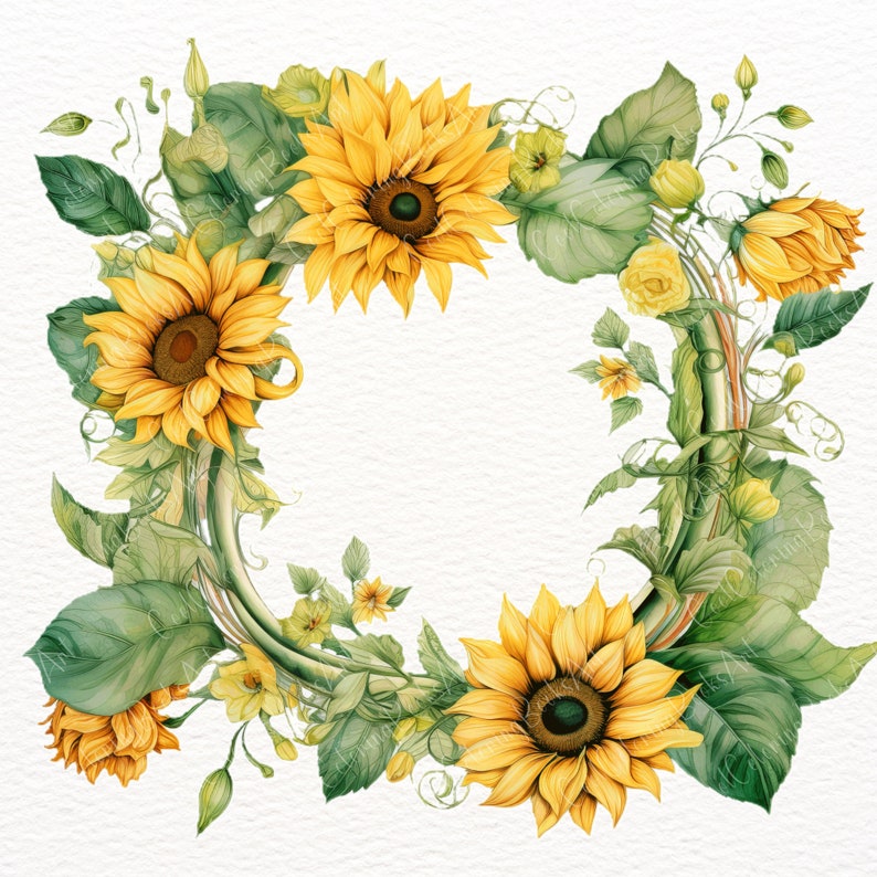 20 PNG Watercolor Sunflowers Clipart Fall Sunflower Floral Bouquets in ...