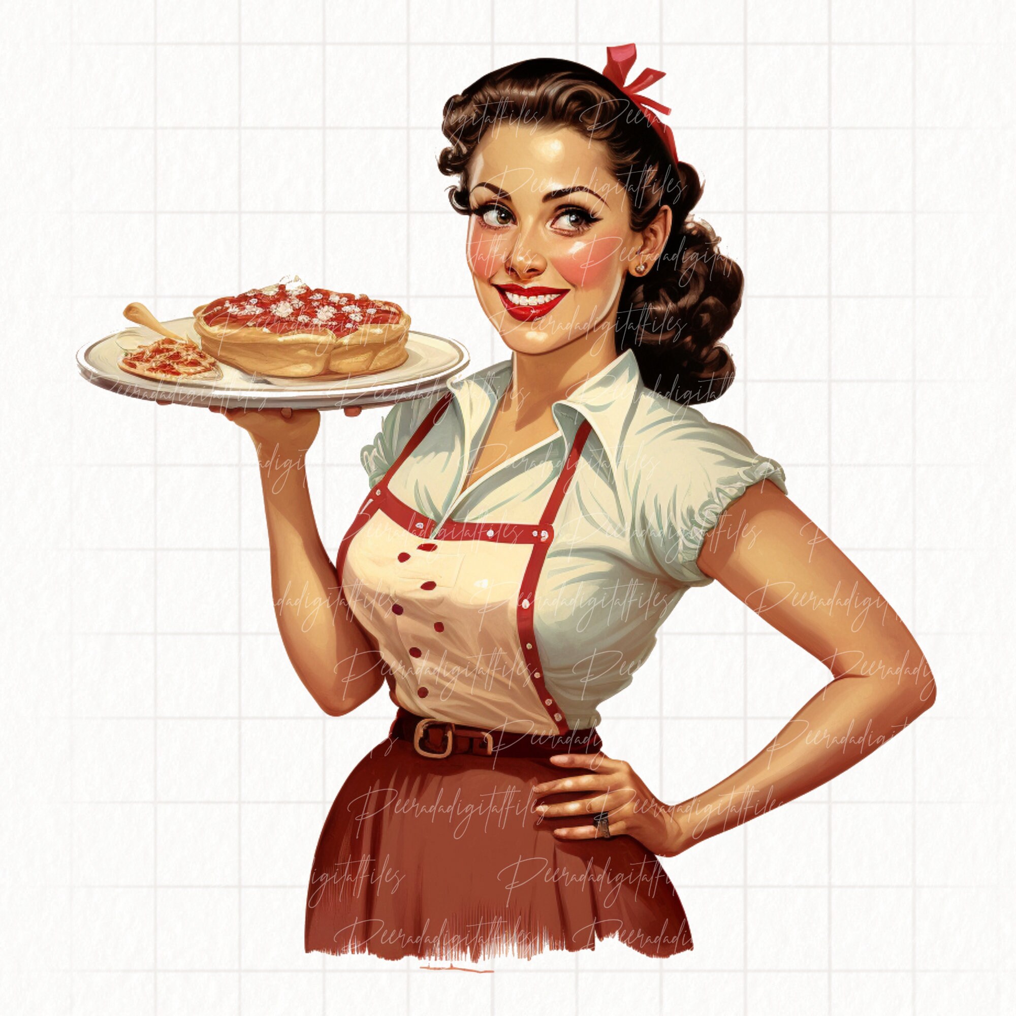 16 PNG 1950s Housewife Illustration Bundle, Vintage Retro PNG Clipart ...