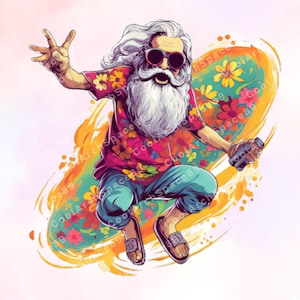 38 Hippie Grandpa Clipart PNG Bundle , Funny Grandfather Watercolor Art Clipart, Elderly PNG ...