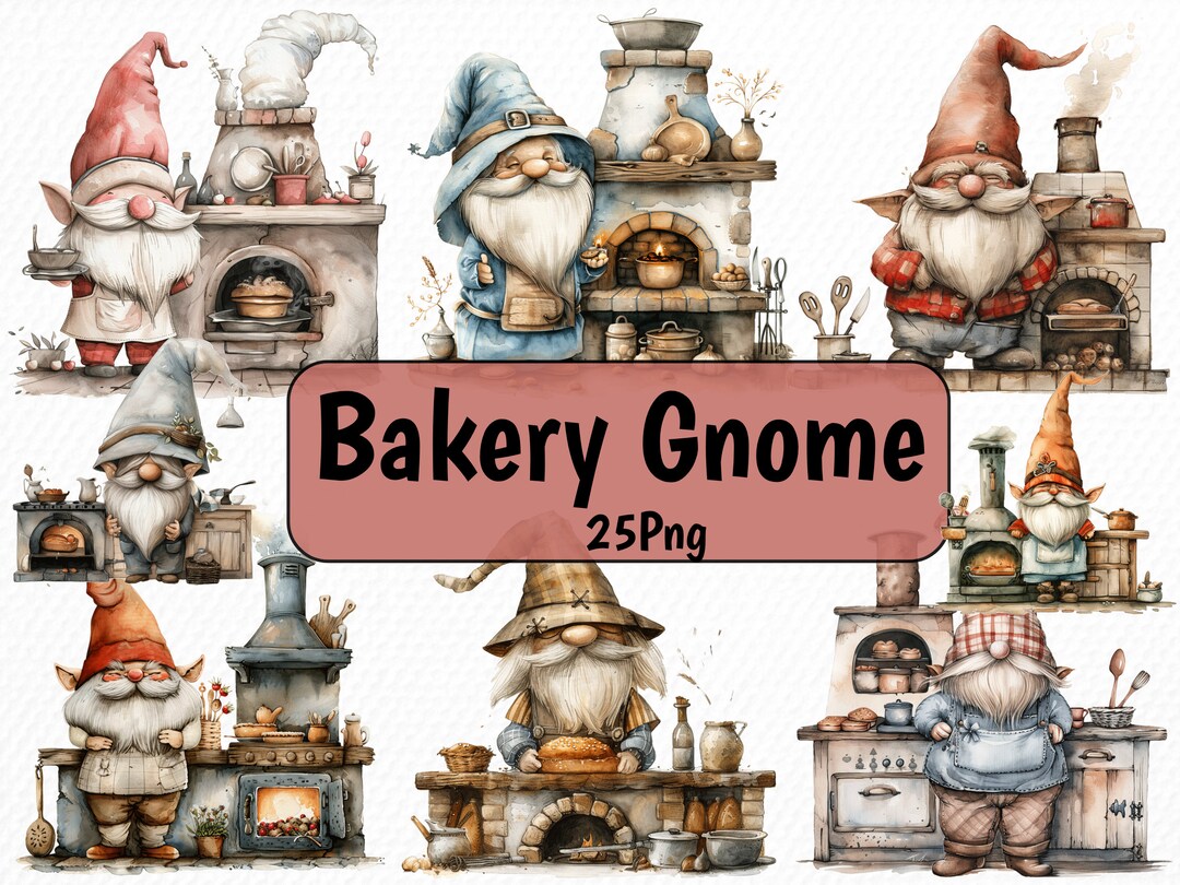 25 PNG Watercolor Baker Gnomes, Baking Gnomes Png, Chef Gnome, Cute ...