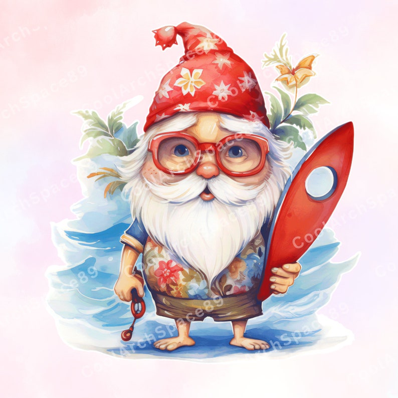 10 Santa on the Beach Clipart. Digital Art & Sublimation. Christmas in ...
