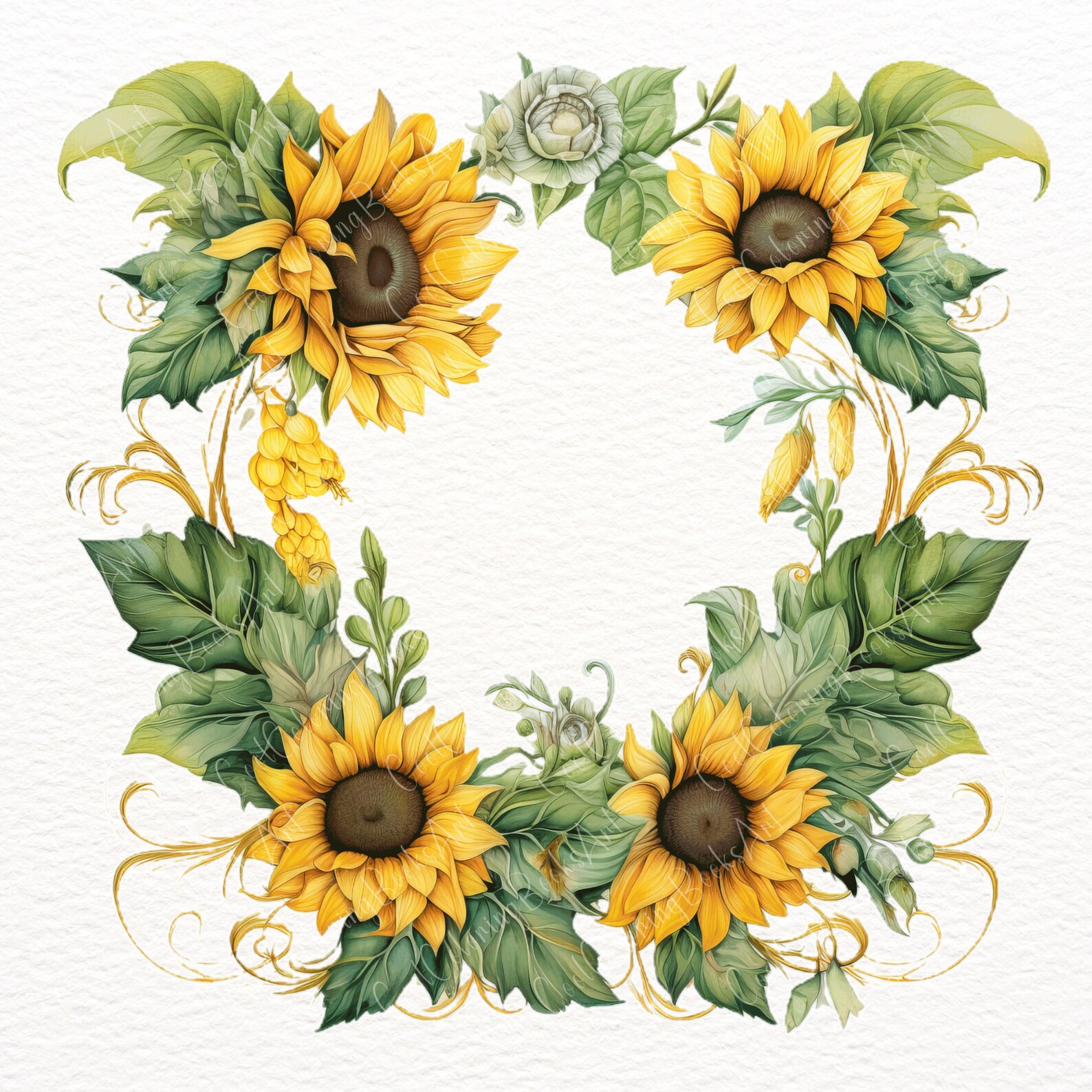 20 PNG Watercolor Sunflowers Clipart Fall Sunflower Floral Bouquets in ...