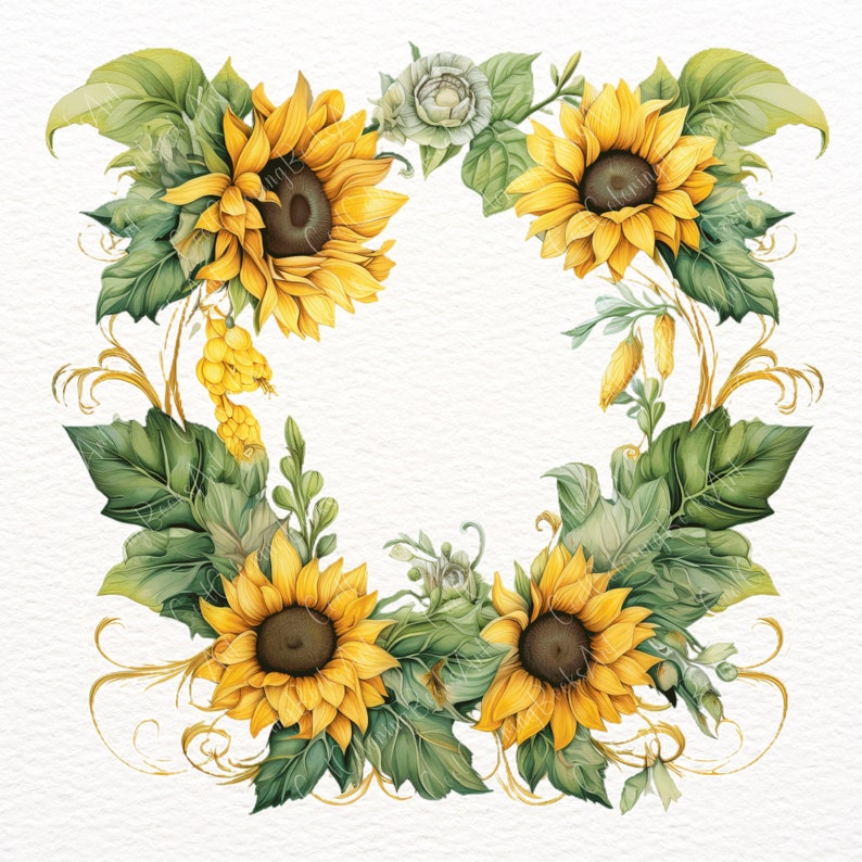 20 PNG Watercolor Sunflowers Clipart - Fall Sunflower Floral Bouquets ...