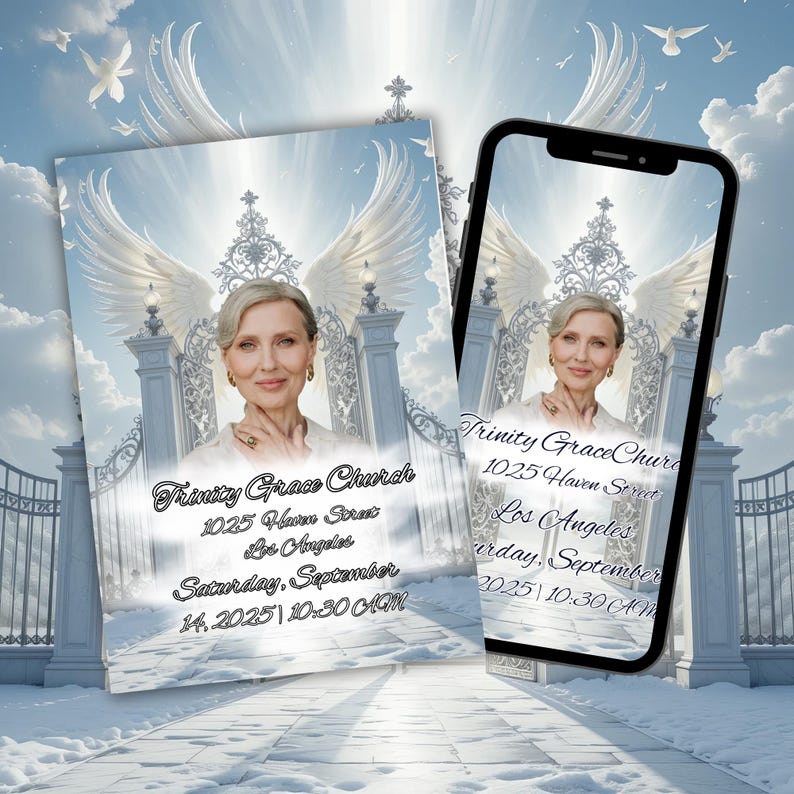 Angel Wings Memorial Background, Sky Blue Heaven Stairway (JPG) - Etsy