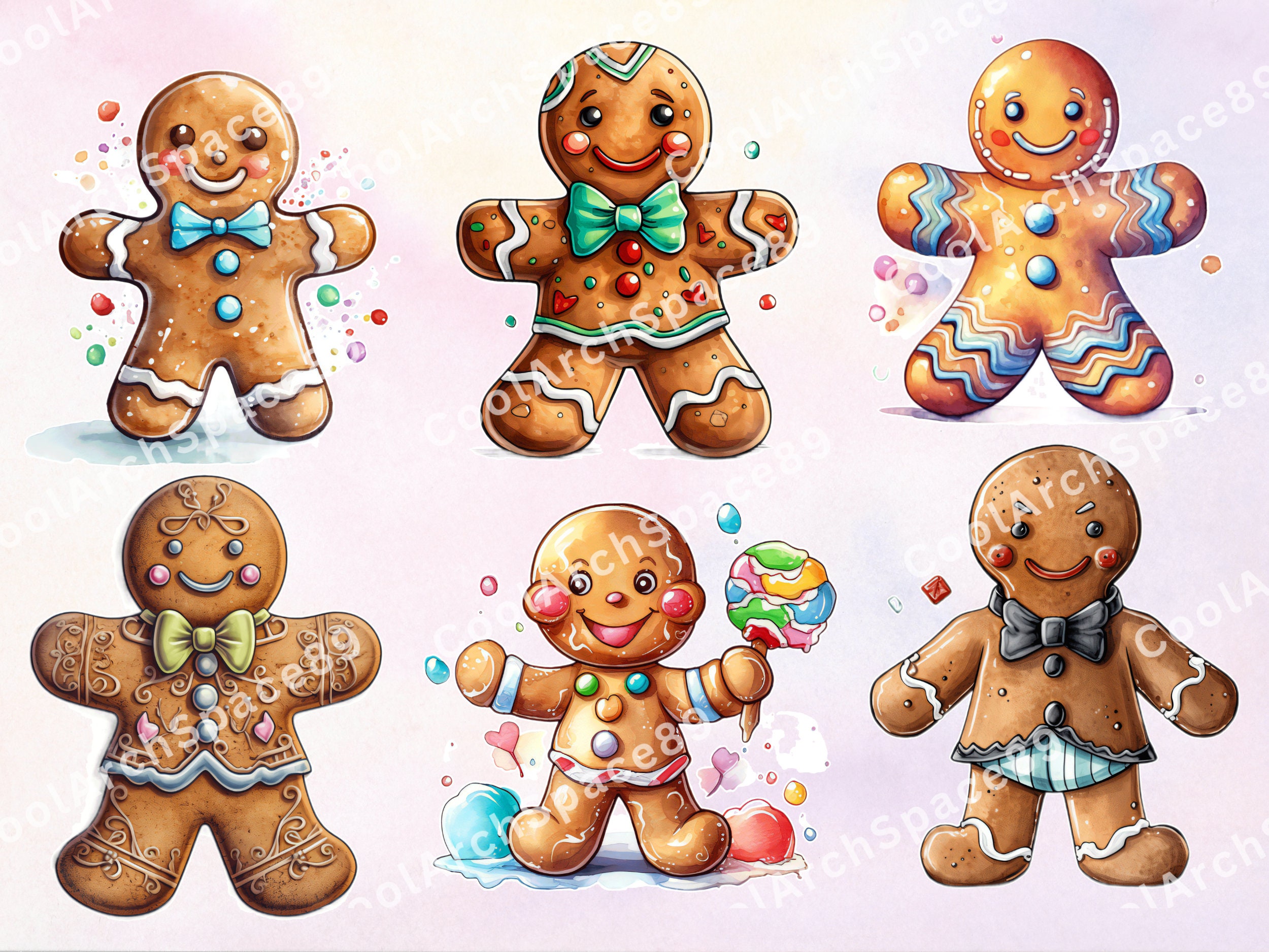 Gingerbread Man Clipart Bundle, Christmas Cookie Graphics (digital ...