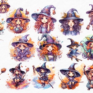 60 Witches Watercolor Clipart Bundle , Fairytale Images, Fantasy ...