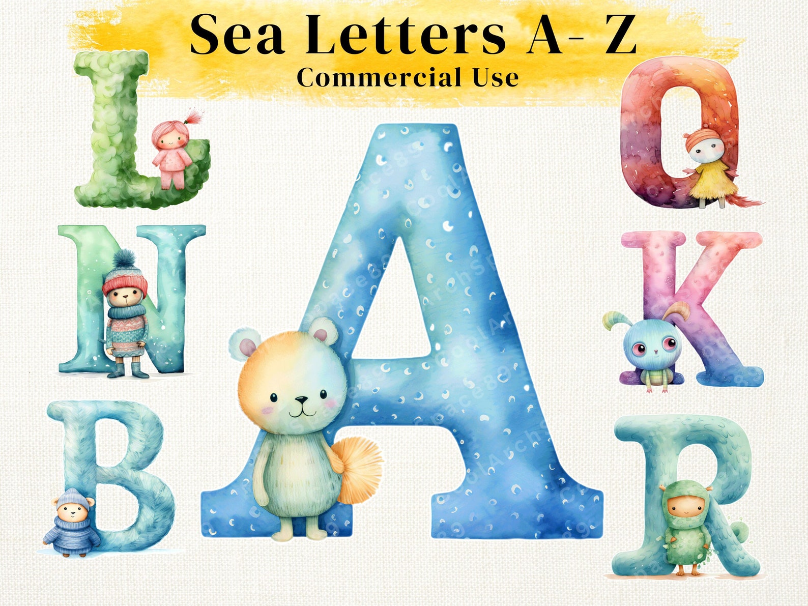 Alphabet Coral Reef, Ocean, Underwater World Watercolor Png, 26 Catton ...