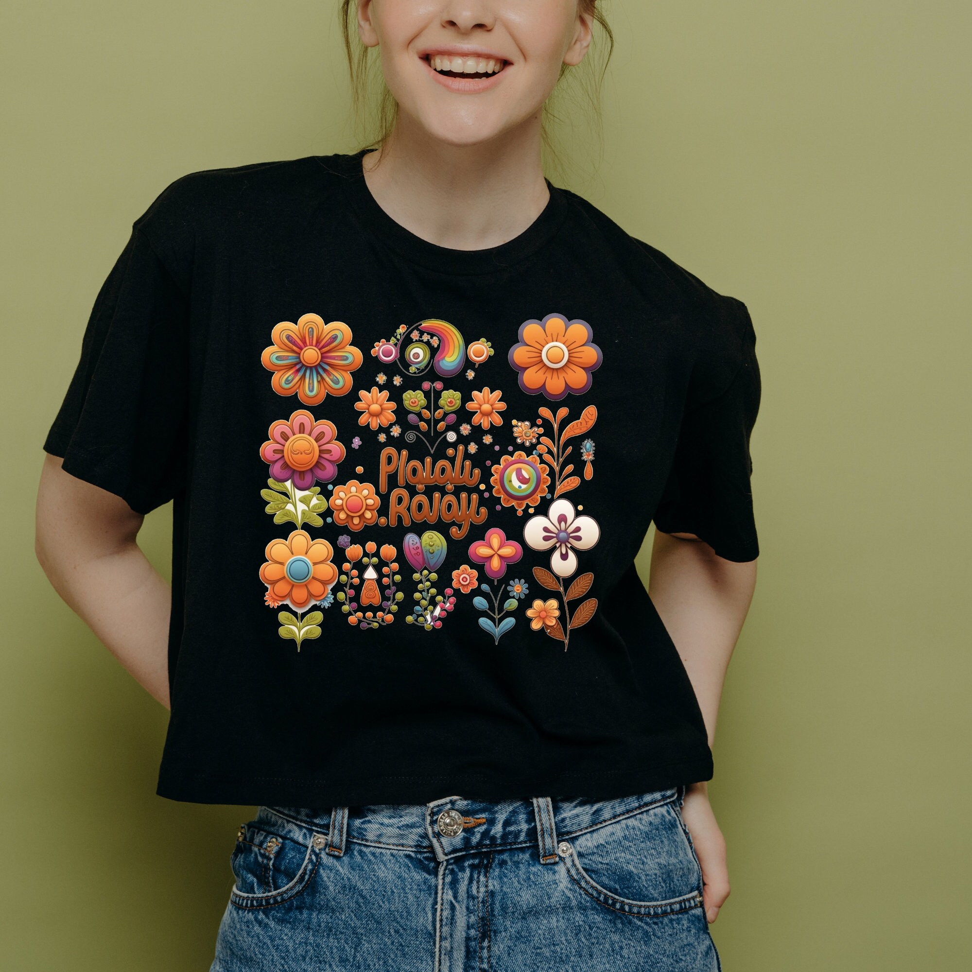 Retro Groovy Flower Clipart Bundle: Boho Hippie Art (digital Download ...