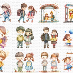 49 PNG Little Kids Watercolor Clipart Cartoon Boys and Girls Clipart ...