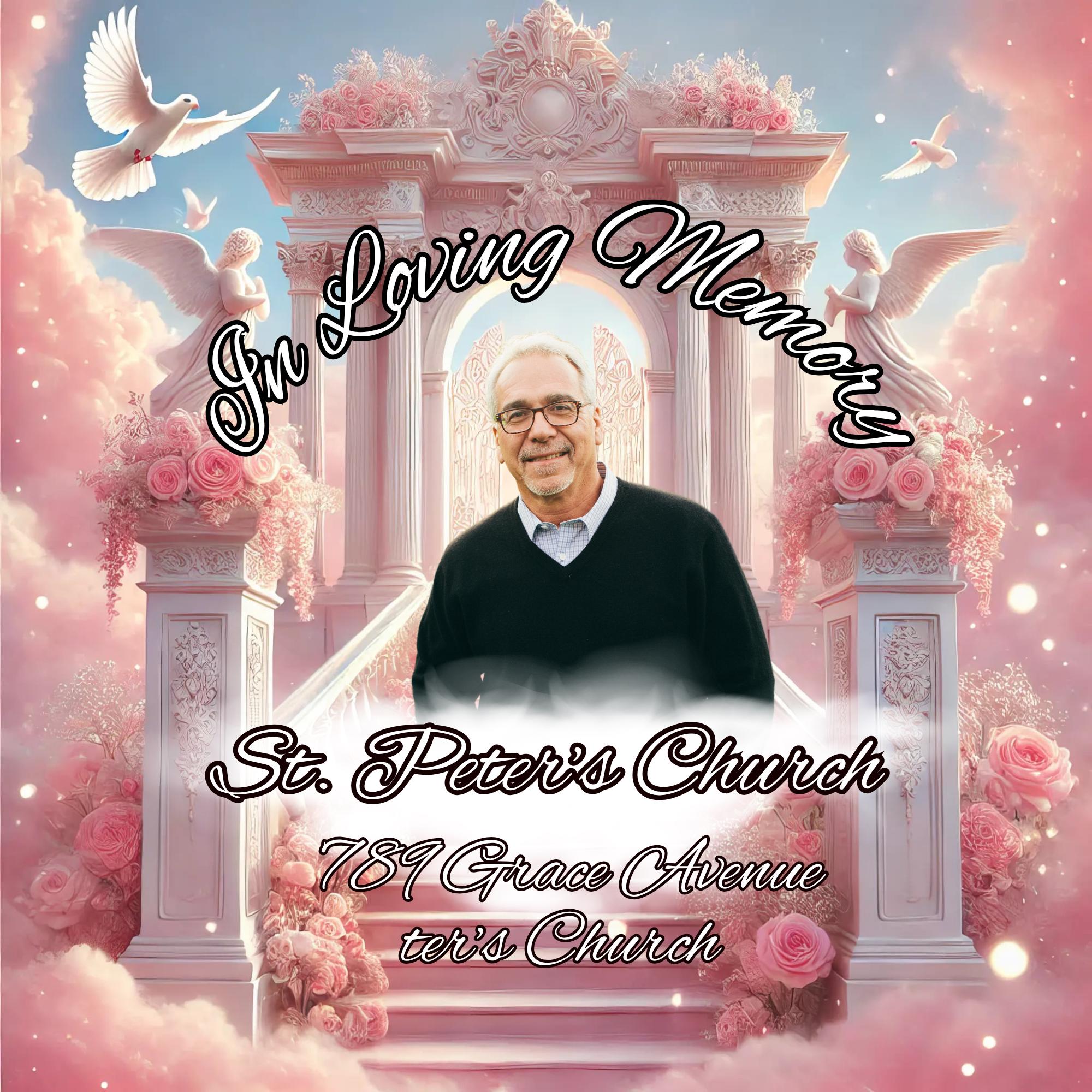 Pink Sky Heaven Background: Christian Funeral, Flowers, Doves (digital ...