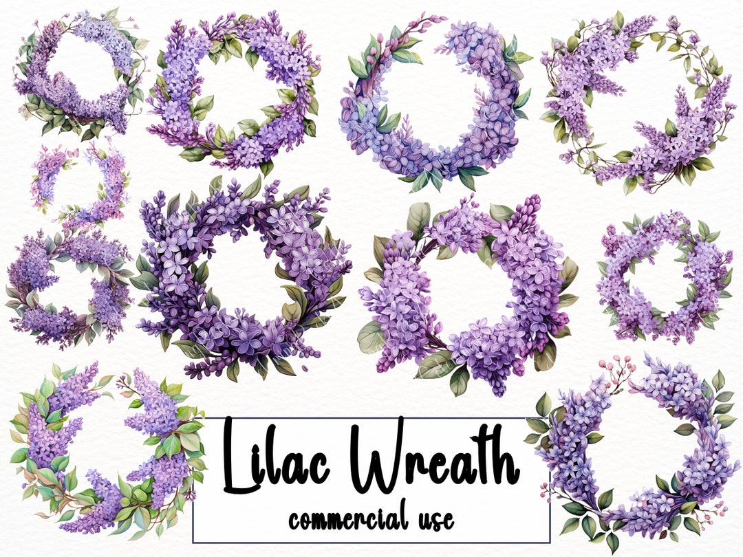 16 PNG Lilac Wreath Watercolor Lilac Clipart M, Floral PNG Format ...