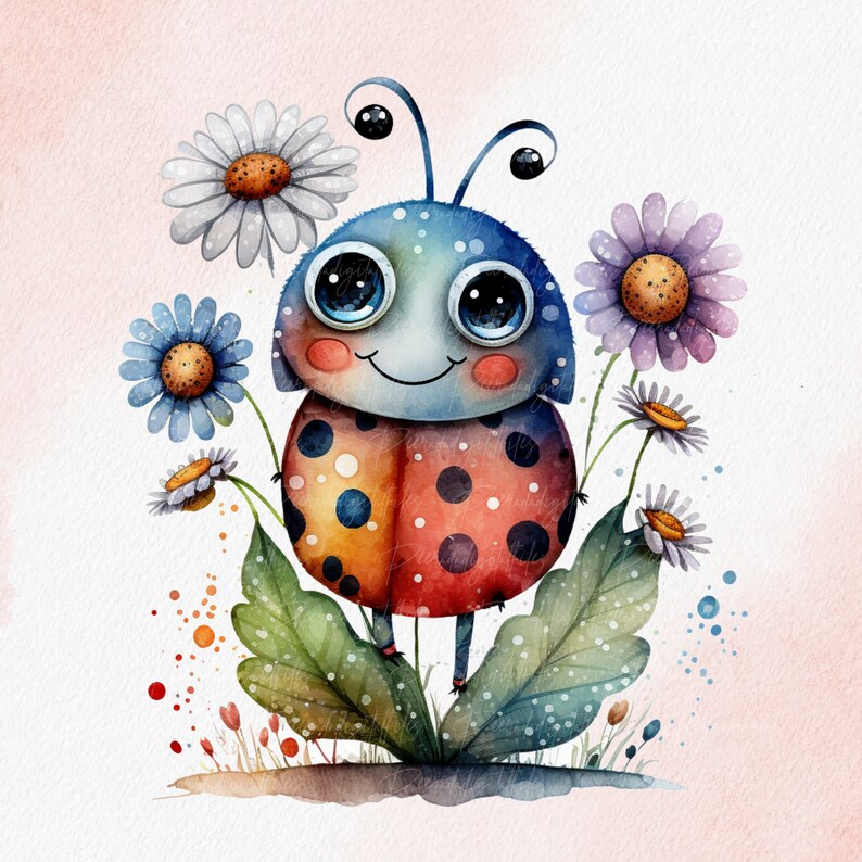 8 Cute Ladybug Watercolor Clipart, Watercolor PNG, Sublimation Files ...