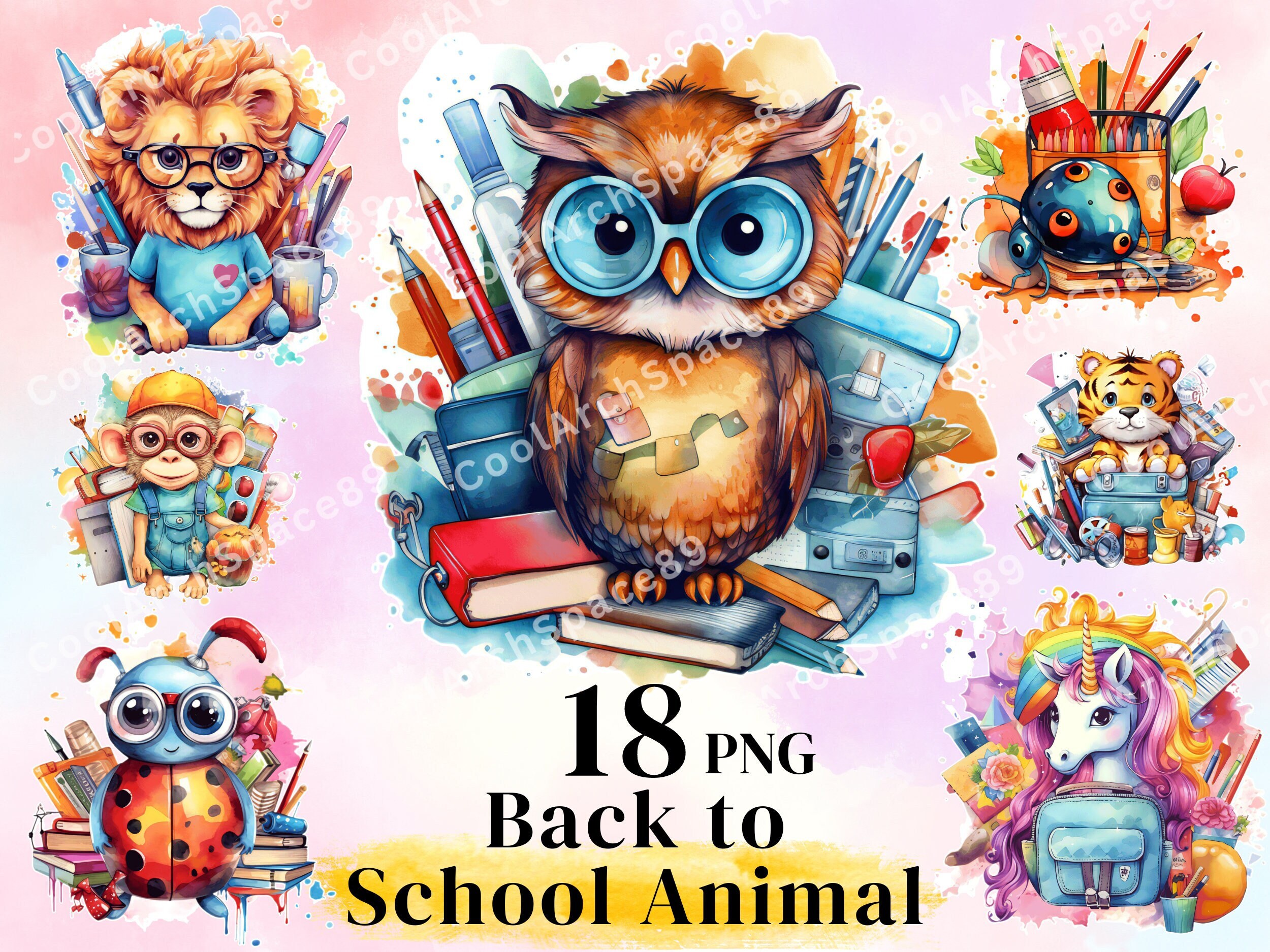18 PNG Back to School Animal Clipart, Adorable School Animals PNG ...