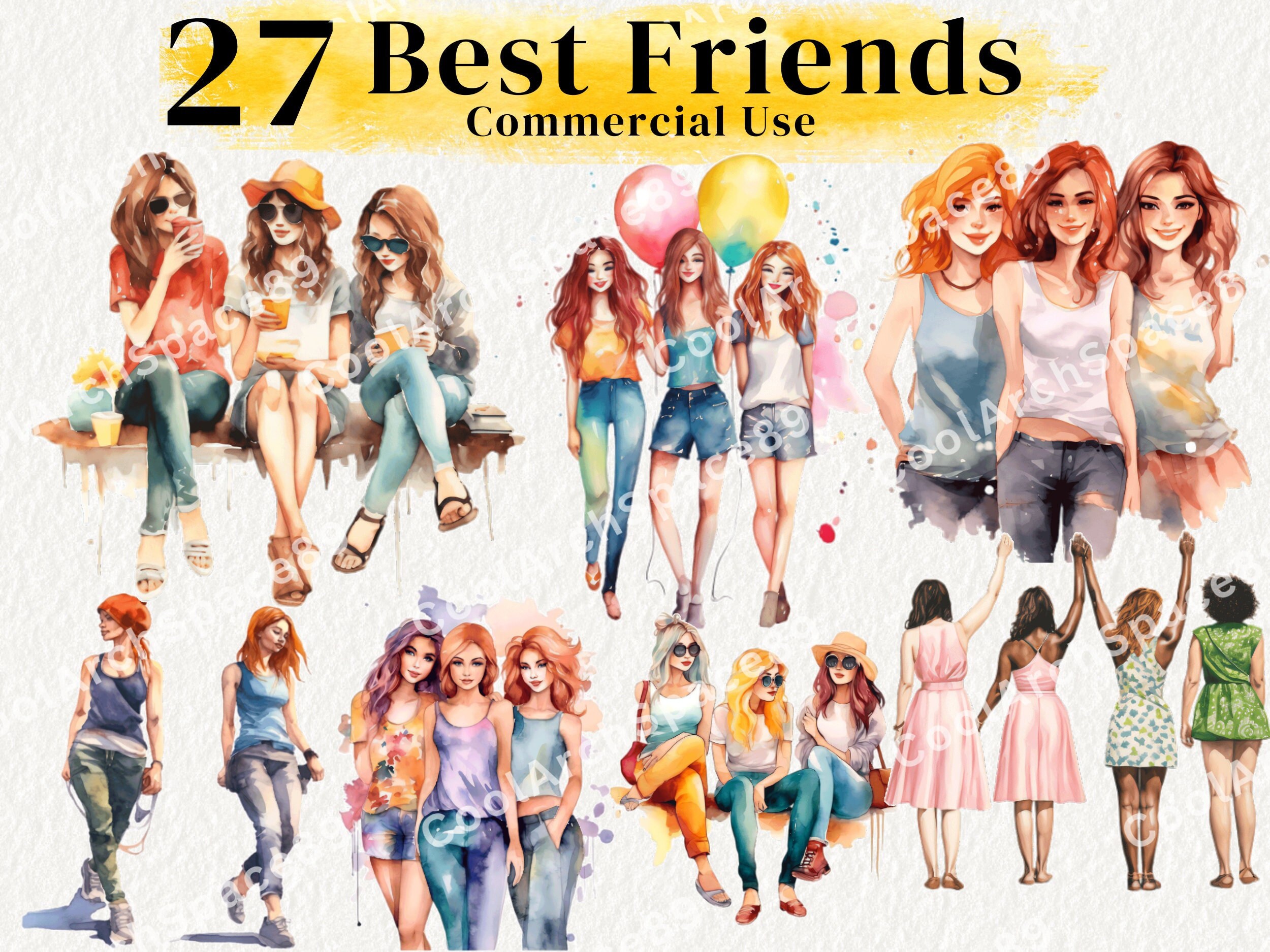 27 Best Friends Clipart Bundle , Besties Clipart, Sisters , Planner ...