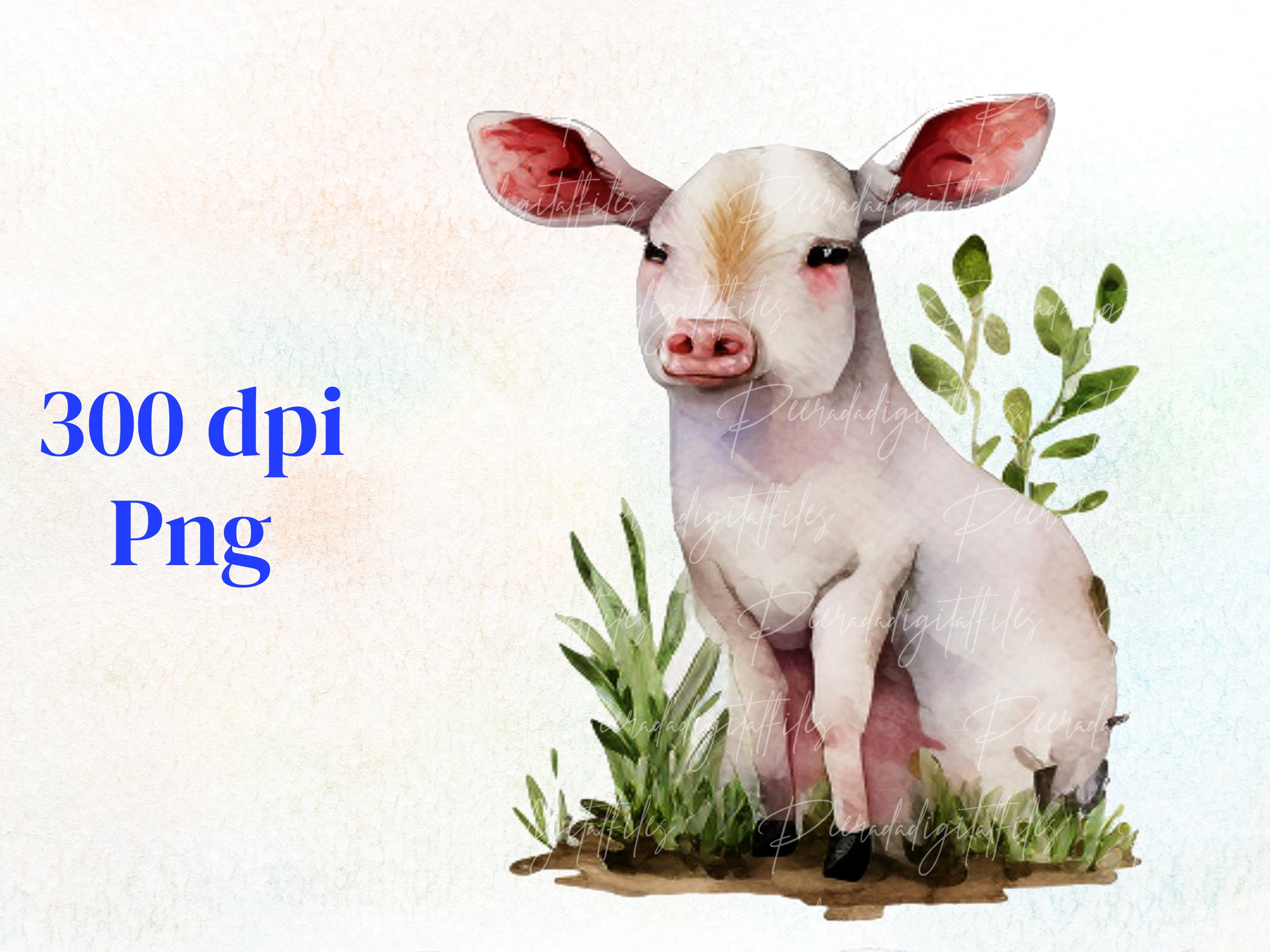 Farm Animals Watercolor Clipart 8 Png Bundle , Cute Farm Clip Art ...