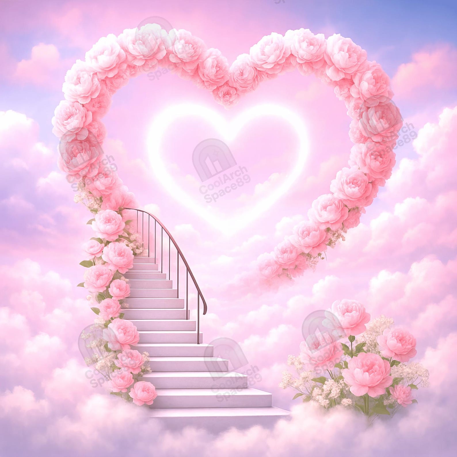Pink Floral Stairs Memorial Background Heaven Backdrop Memorial - Etsy