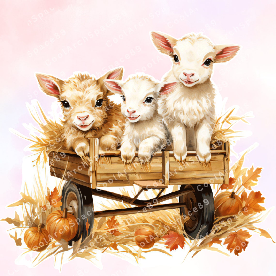 Farm Animals Wagon PNG, Lambs Clipart (commercial Use - Etsy