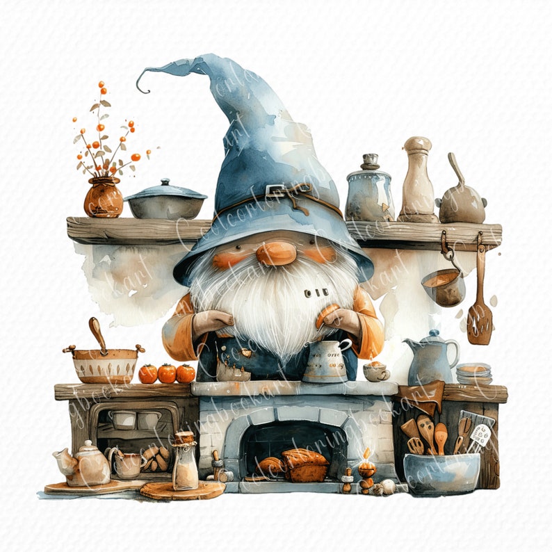 25 PNG Watercolor Baker Gnomes, Baking Gnomes Png, Chef Gnome, Cute ...