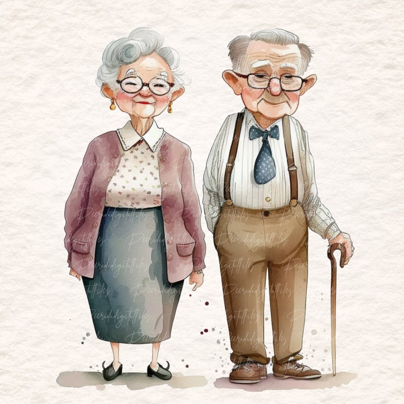 Grandparents Clipart 5 Png Bundle ,oldman Clipart Granny, Clipart Older ...
