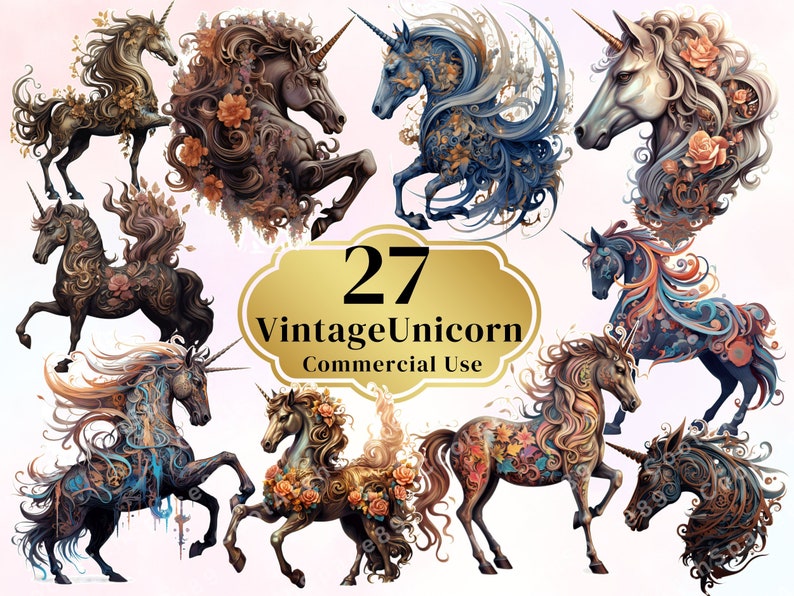 27 Fantasy Carousel Horse Clipart Digital Downloads Fantasy - Etsy