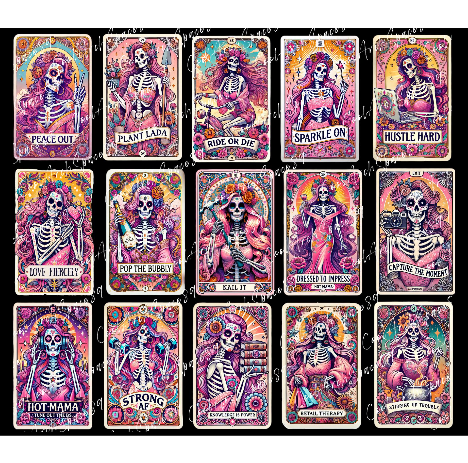 15 PNG Skeleton Tarot Card Designs: Snarky Witchy Sublimation (digital ...