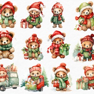 100 Christmas Teddy Bear Bundle Clipart PNG, Teddy Bear , Christmas ...