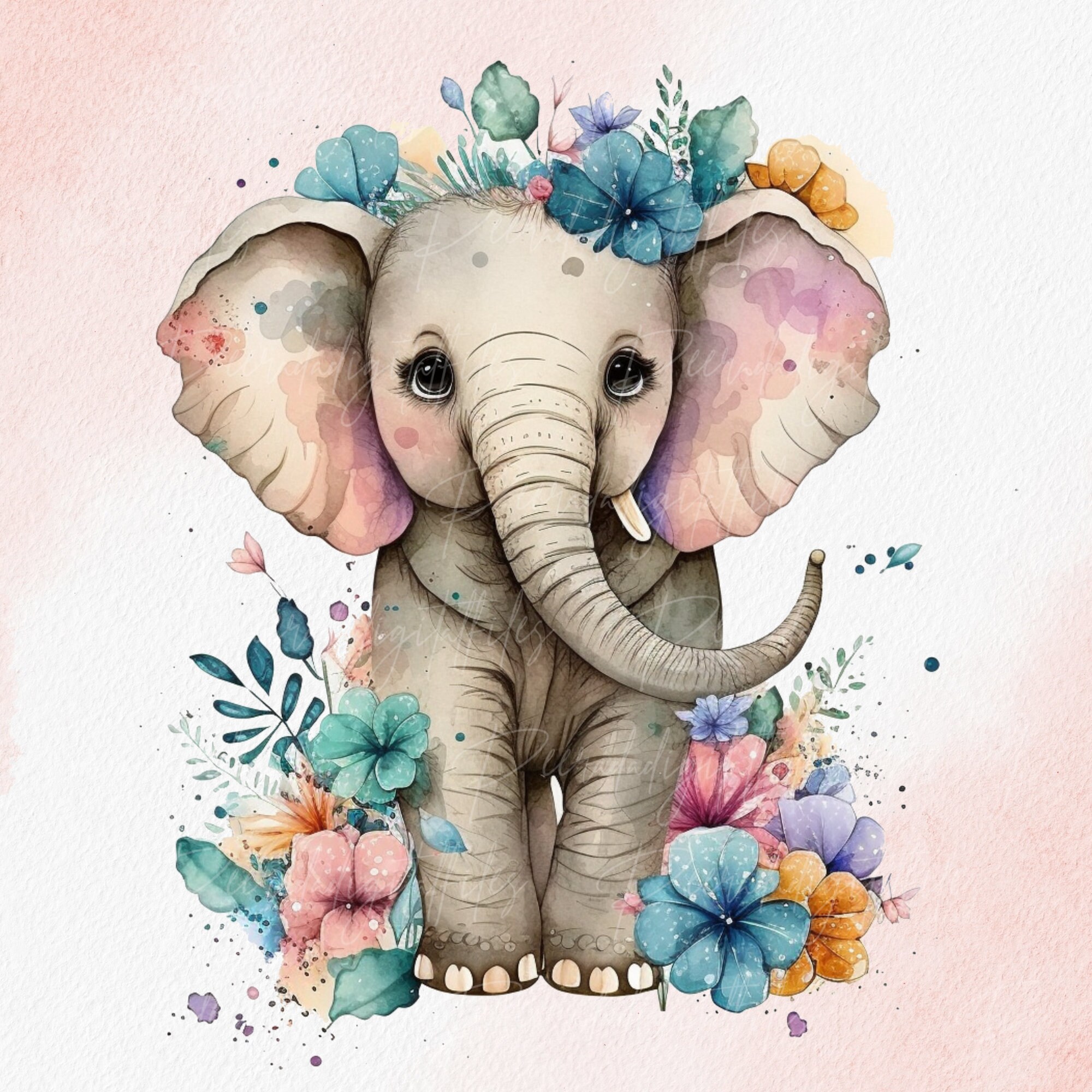 8 Elephant Watercolor Clipart, Suiblimation Files, Elephant PNG ...