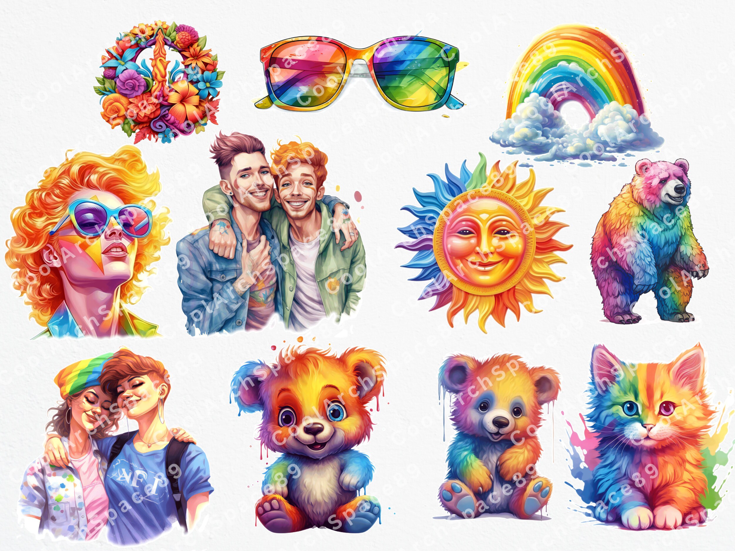 45 PNG Watercolour LGBTQ Pride Clipart Bundle, LGBT Pride Month Files ...