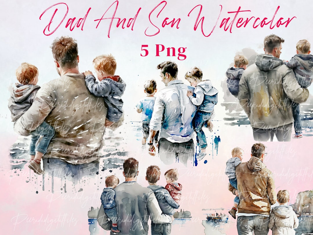 Dad and Son Watercolor 5 Png Bundle , Father Day Sublimation, Dad ...
