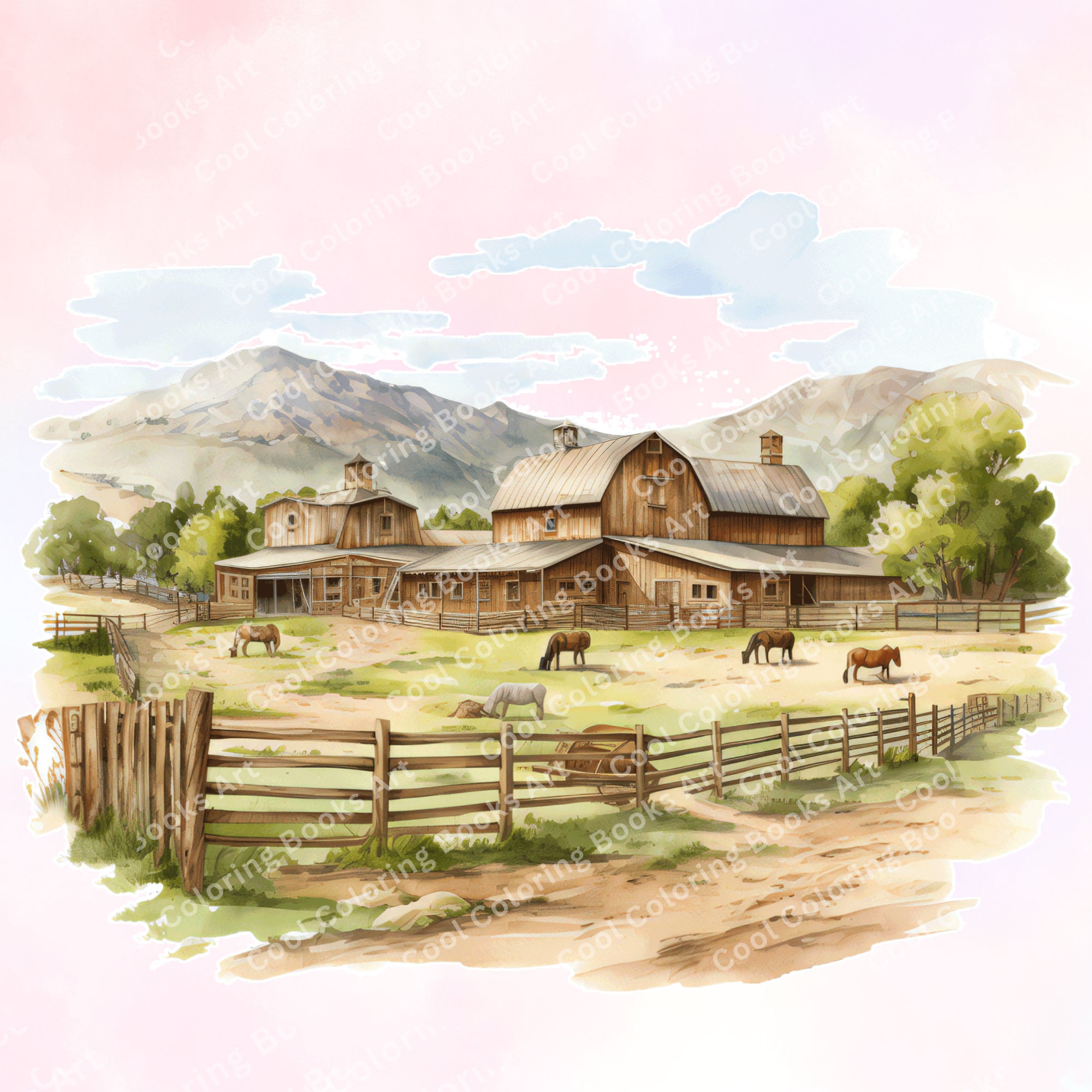 22 Watercolor Farm House Clipart PNG Rustic Country Barn , Farm Life ...