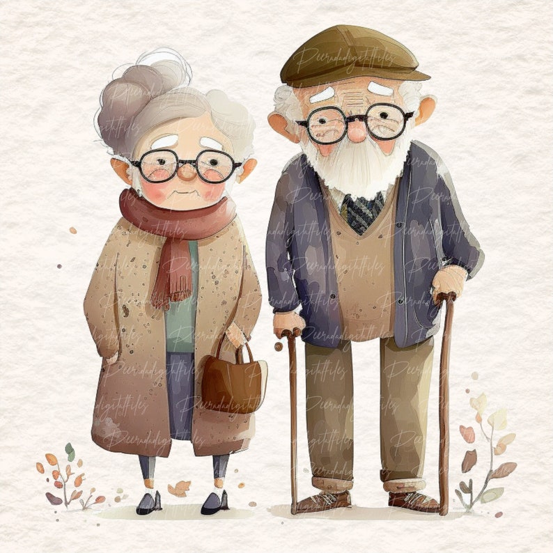 Grandparents Clipart 5 Png Bundle ,oldman Clipart Granny, Clipart Older ...